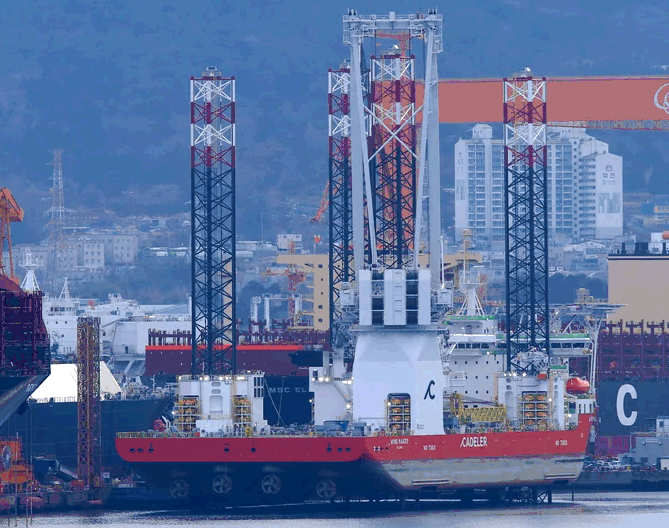 'Wind Maker' one of Cadeler's newest vessels arrives safely in Taiwan. TGS 4C | 4C Offshore News